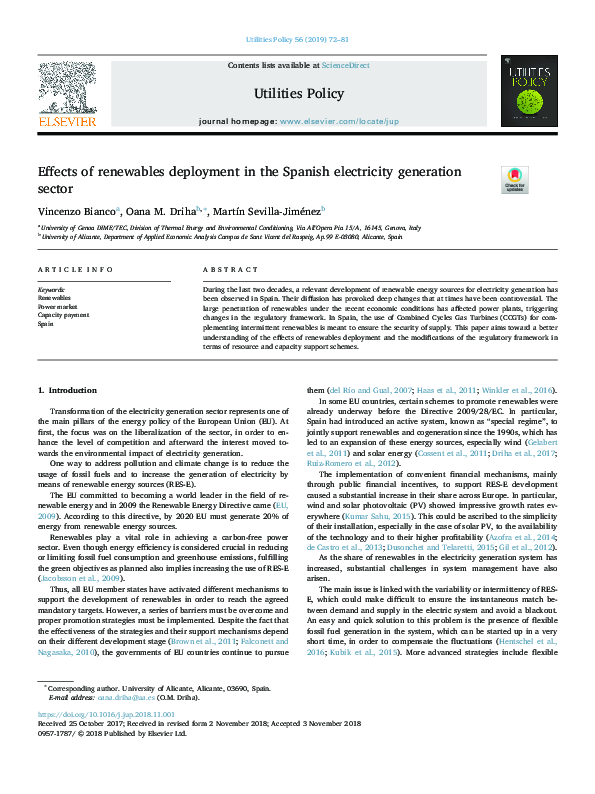 (PDF) Effects of renewables deployment in the Spanish electricity ...