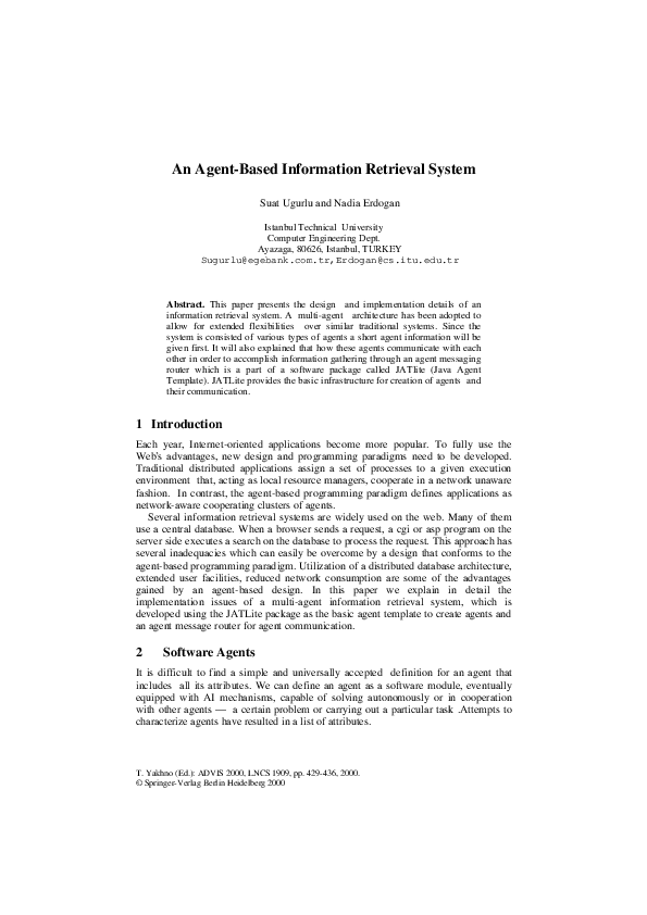 (PDF) An Agent-Based Information Retrieval System