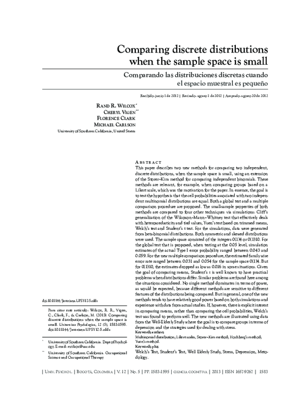 (PDF) Comparing discrete distributions when the sample space is small