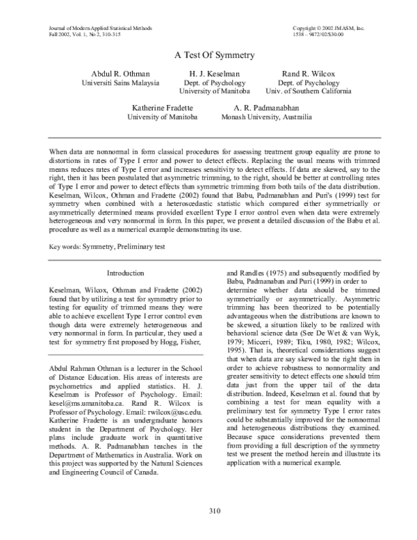 (PDF) A Test Of Symmetry | Rand Wilcox - Academia.edu