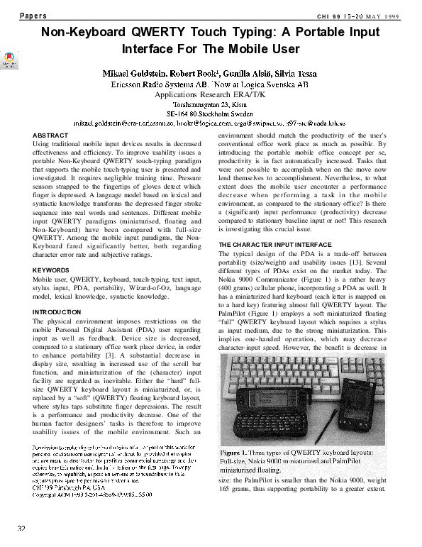 (PDF) Non-keyboard QWERTY touch typing