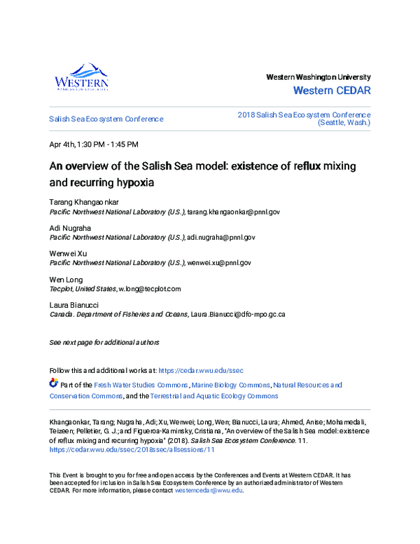 (PDF) An overview of the Salish Sea model: existence of reflux mixing ...
