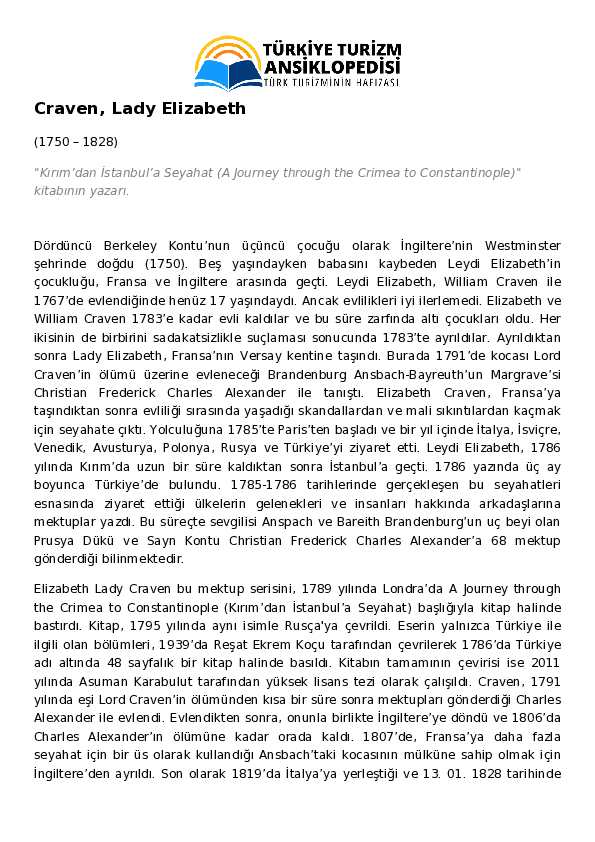 (PDF) Lady Elizabeth Craven