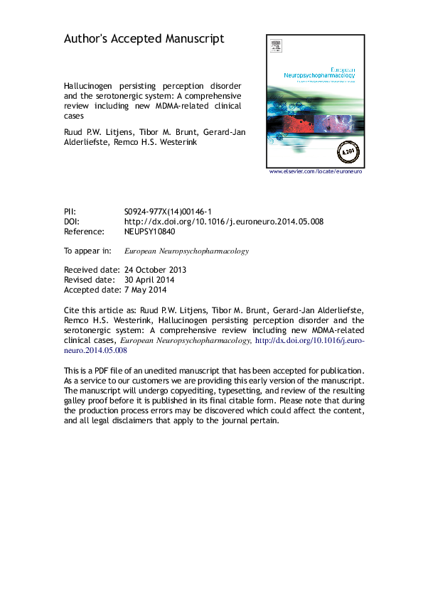 (PDF) Hallucinogen persisting perception disorder and the serotonergic ...