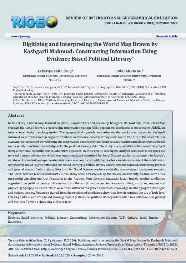(PDF) Digitizing and Interpreting the World Map Drawn by Kashgarli ...