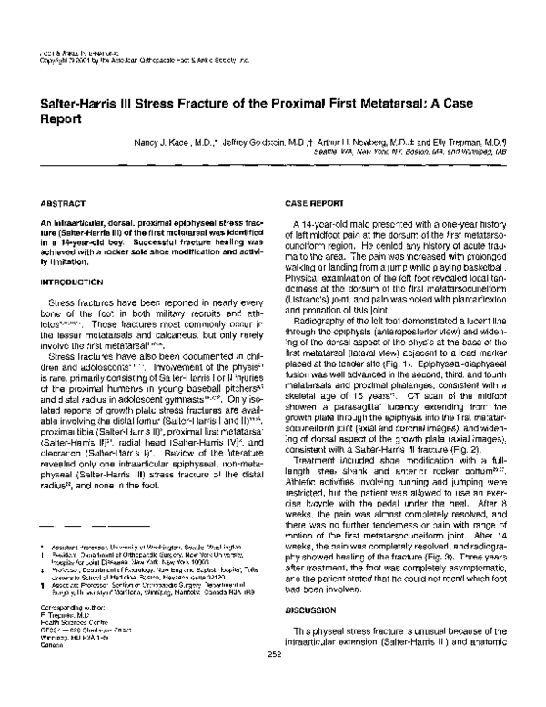 (PDF) Salter-Harris III Stress Fracture of the Proximal First ...