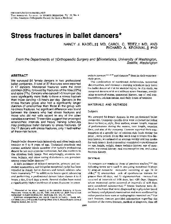 (PDF) Stress fractures in ballet dancers
