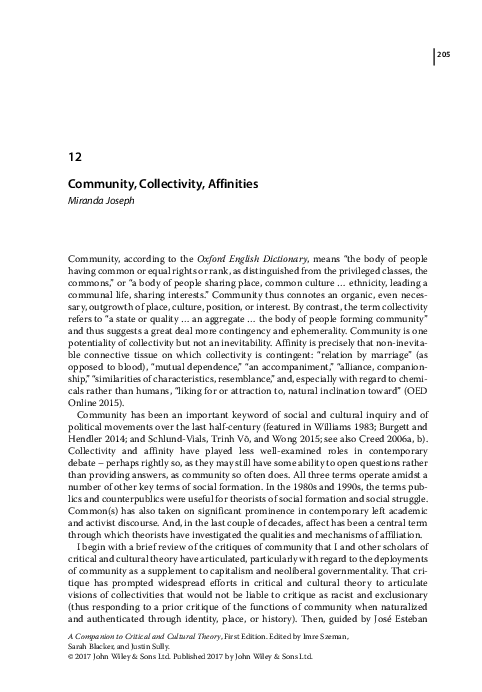 (PDF) Community, Collectivity, Affinities