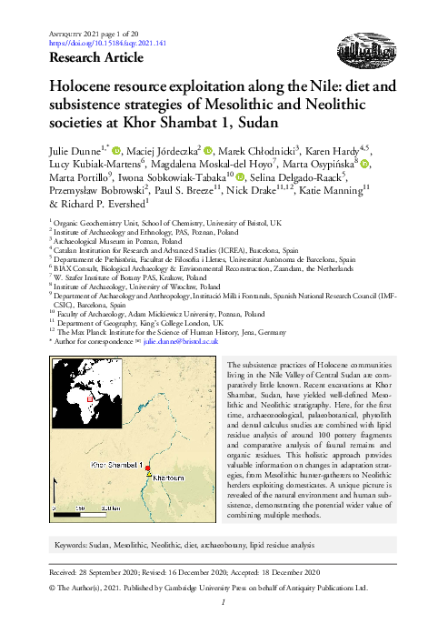 (PDF) Holocene resource exploitation along the Nile: diet and ...