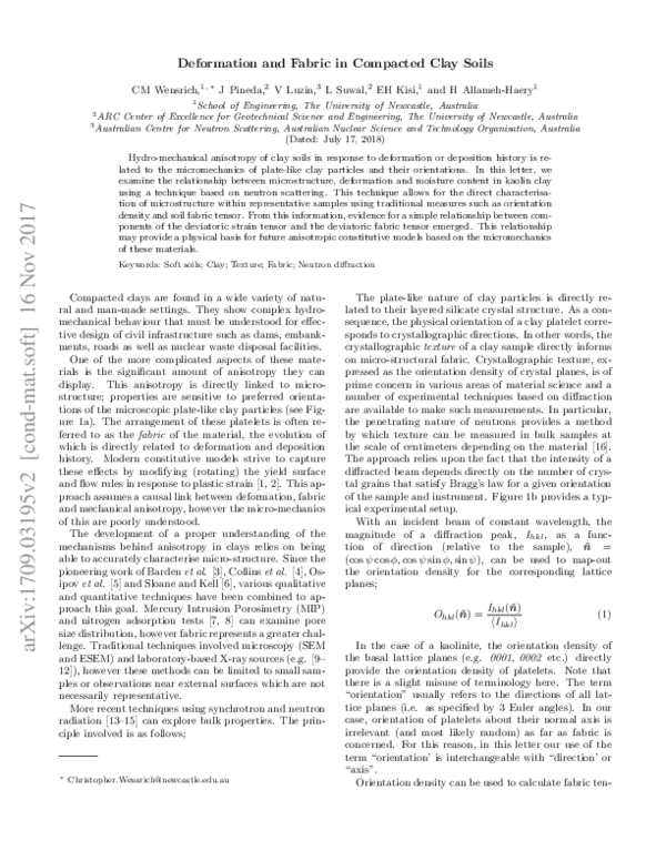 (PDF) Deformation and Fabric in Compacted Clay Soils