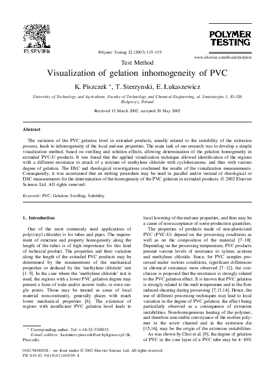 (PDF) Visualization of gelation inhomogeneity of PVC