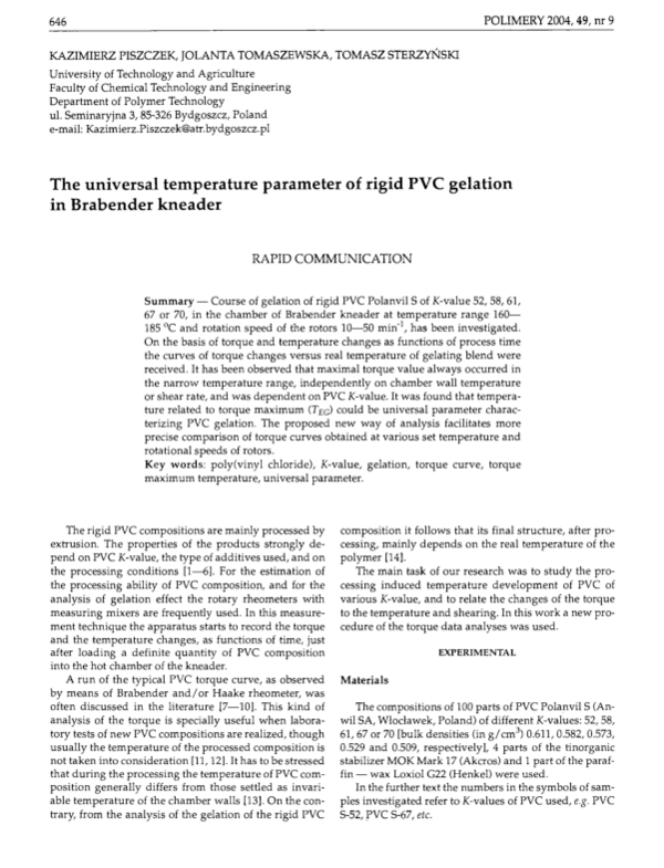 (PDF) The universal temperature parameter of rigid PVC gelation in ...