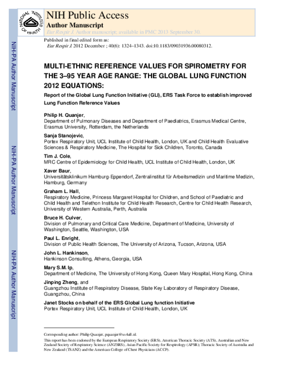 (PDF) Multi-ethnic reference values for spirometry for the 3–95-yr age ...
