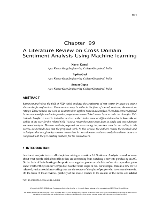 Pdf A Literature Review On Cross Domain Sentiment Analysis Using