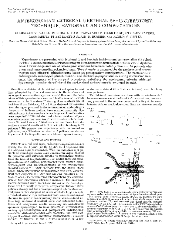 (PDF) Anteromedian External Urethral Sphincterotomy: Technique ...