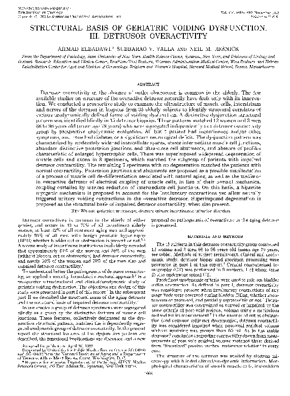 Pdf Structural Basis Of Geriatric Voiding Dysfunction Vii