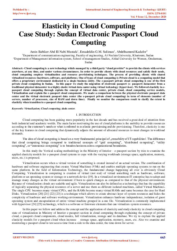 (PDF) Elasticity in Cloud Computing Case Study: Sudan Electronic Passport Cloud Computing