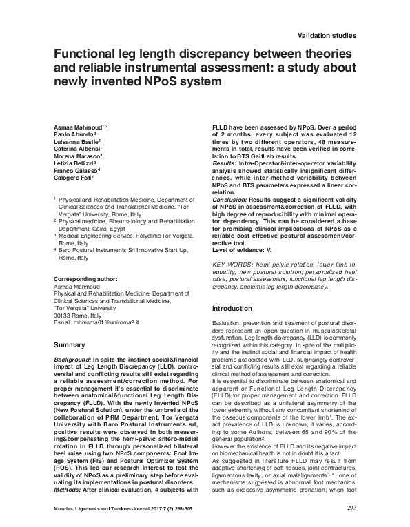 (PDF) Functional leg length discrepancy between theories and reliable ...