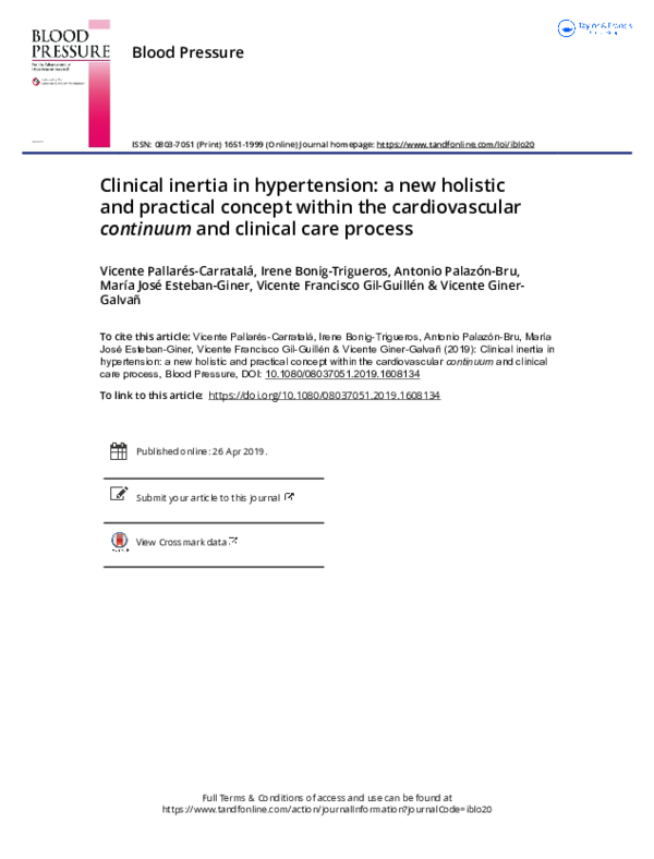 (PDF) Clinical inertia in hypertension: a new holistic and practical ...