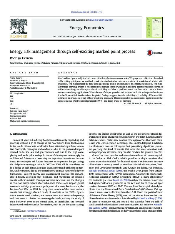 (PDF) Energy risk management through self-exciting marked point process