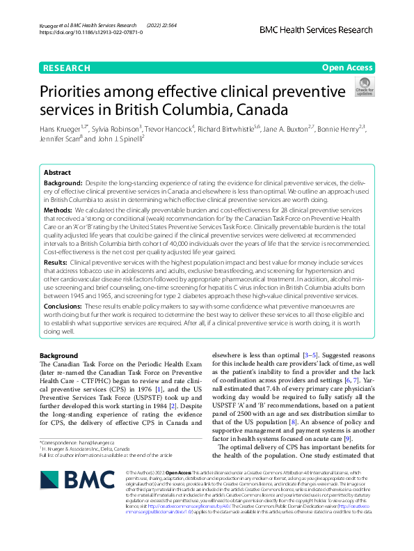 (PDF) Priorities among effective clinical preventive services in ...