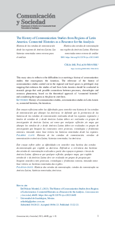 (PDF) The History of Communicacion Studies Comy Soc2023