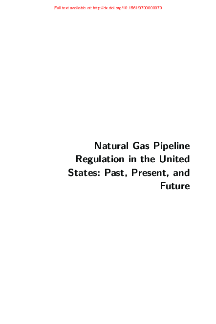 (PDF) Natural Gas Pipeline Regulation in the United States: Past ...