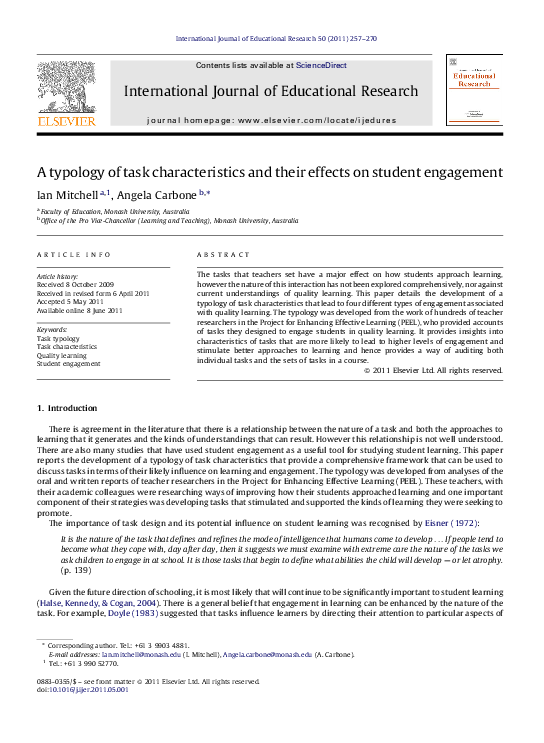 (PDF) A typology of task characteristics and their effects on student ...