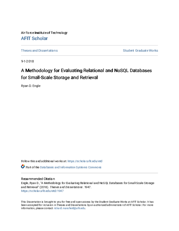 (PDF) A Methodology for Evaluating Relational and NoSQL Databases for Small-Scale Storage and ...
