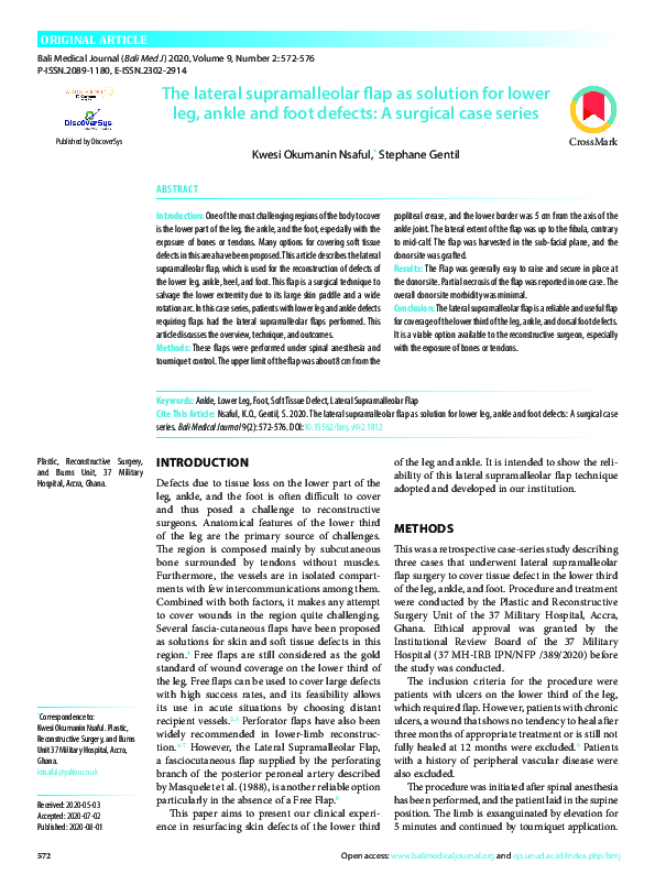(PDF) The lateral supramalleolar flap as solution for lower leg, ankle ...