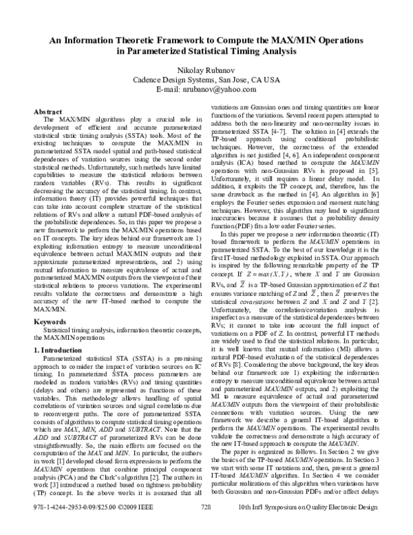 Pdf An Information Theoretic Framework To Compute The Max Min Operations In Parameterized