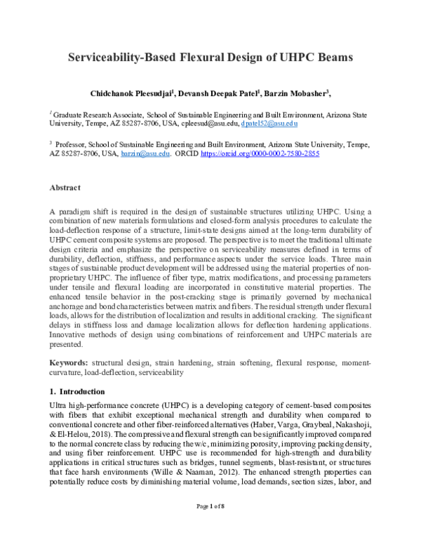 (PDF) Serviceability-Based Flexural Design of UHPC Beams