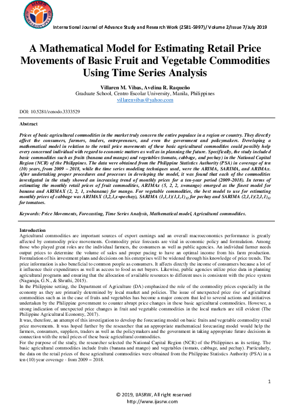 (PDF) A Mathematical Model for Estimating Retail Price Movements of ...