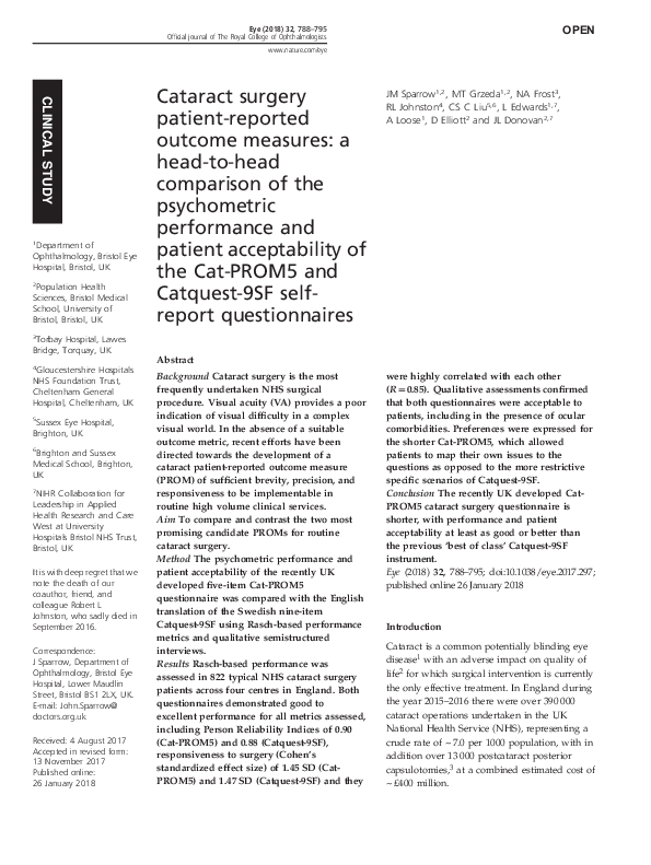 (PDF) Cataract surgery patient-reported outcome measures: a head-to ...
