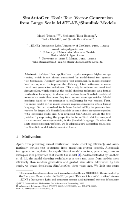 Pdf Simautogen Tool Test Vector Generation From Large Scale Matlab