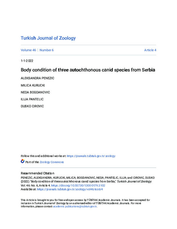 (PDF) Body condition of three autochthonous canid species from Serbia