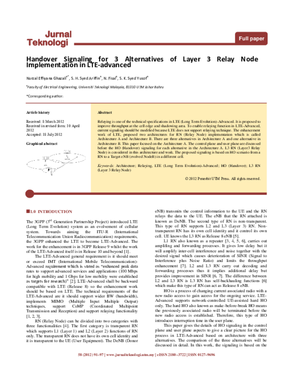 Pdf Handover Signaling For 3 Alternatives Of Layer 3 Relay Node Implementation In Lte Advanced
