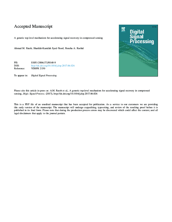 (PDF) A generic top-level mechanism for accelerating signal recovery in ...