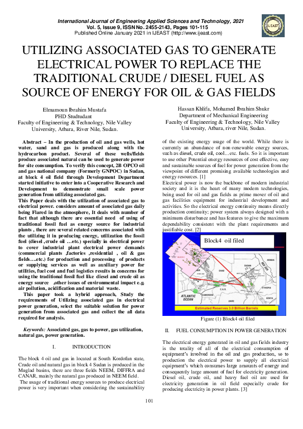 (PDF) Utilizing Associated Gas to Generate Electrical Power to Replace ...