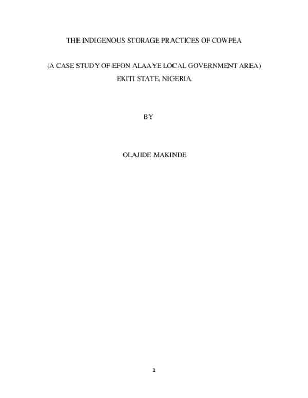 (PDF) INDIGENOUS STORAGE PRACTICES OF COWPEA