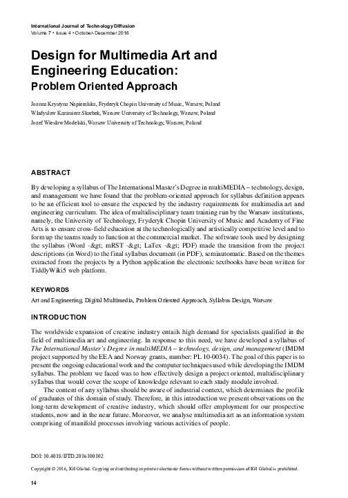 (PDF) Design for Multimedia Art and Engineering Education