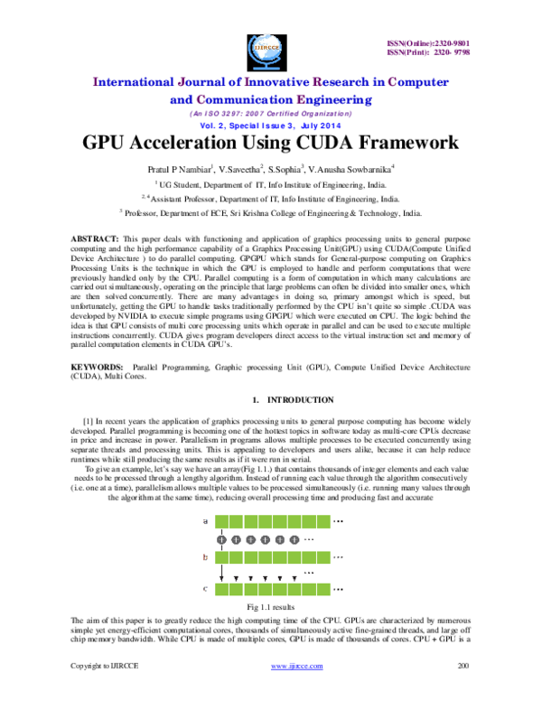 (PDF) GPU Acceleration Using CUDA Framework