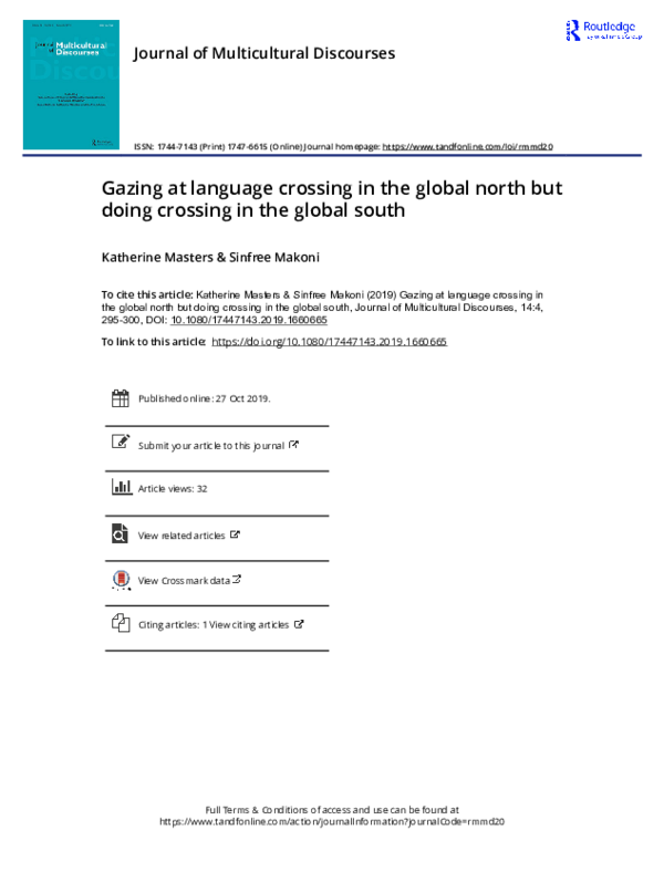 (PDF) Gazing at language crossing in the global north but doing ...