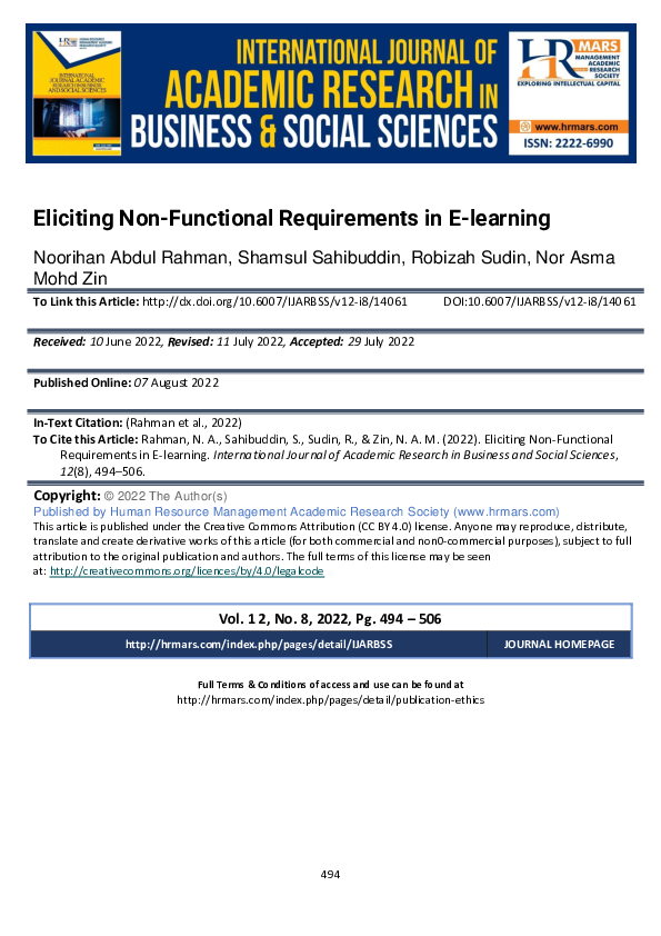 (PDF) Eliciting Non-Functional Requirements in E-learning
