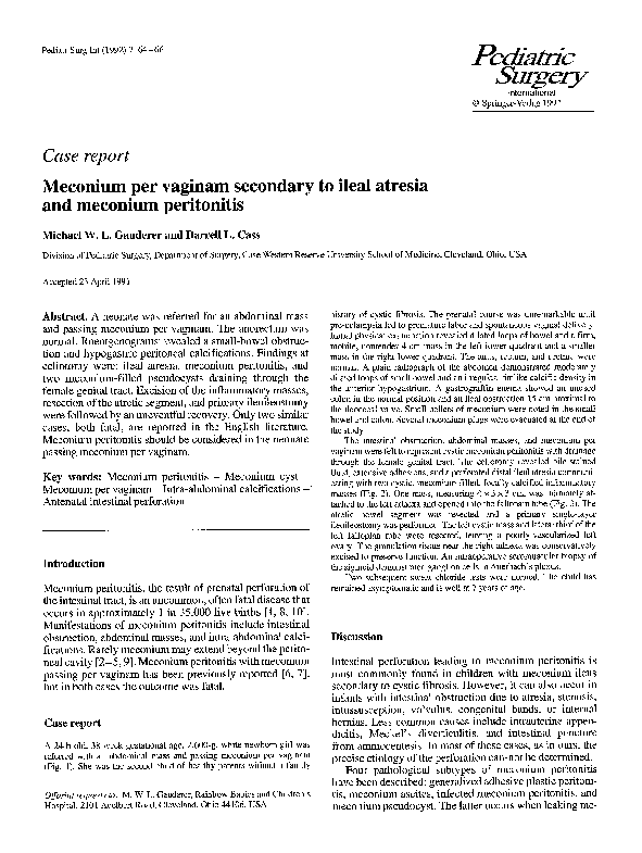 (PDF) Meconium per vaginam secondary to ileal atresia and meconium ...