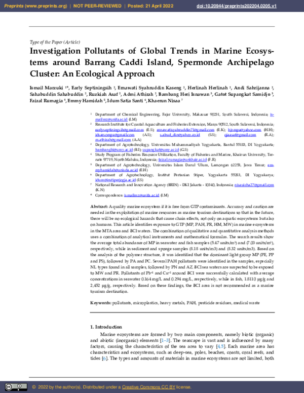(PDF) Investigation Pollutants of Global Trends in Marine Ecosystems ...
