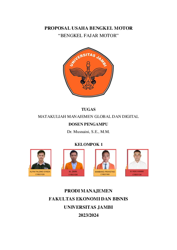 (PDF) PROPOSAL USAHA "BENGKEL FAJAR MOTOR"