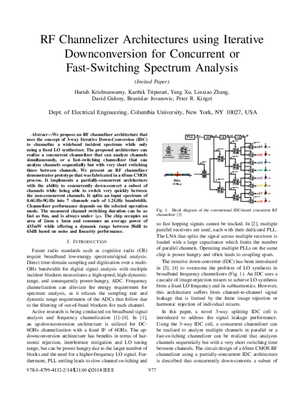 (PDF) RF channelizer architectures using Iterative Downconversion for concurrent or fast ...