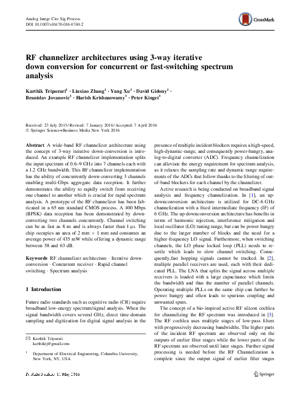 (PDF) RF channelizer architectures using 3-way iterative down conversion for concurrent or fast ...
