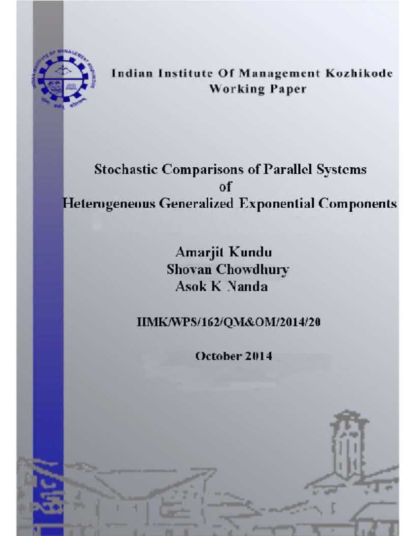 (PDF) Stochastic Comparisons of Parallel Systems of Heterogeneous Generalized Exponential Components